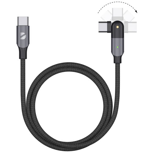 Кабель Deppa USB Type-C - USB Type-С, поворотный, 180˚ (72330), 1.2 м, 1 шт., черный