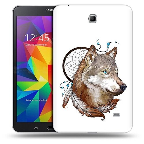 Чехол задняя-панель-накладка-бампер MyPads волк и ловец снов для Samsung Galaxy Tab 4 7.0 SM-T230/T231/T235 противоударный
