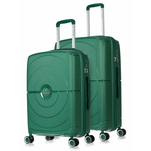Комплект чемоданов L'case Doha, 2 шт., 112.5 л, размер M/L, зеленый