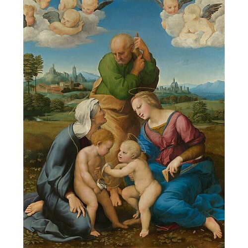 "Святое Семейство Канигиани", Рафаэль, картина для интерьера (репродукция) (30х37 см / на подрамнике)