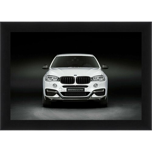 Плакат, постер на холсте BMW X6 белый. Размер 30х42 см