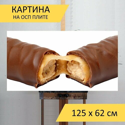 Картина на ОСП 125х62 см. "Шоколад, конфеты, сахар" горизонтальная, для интерьера, с креплениями