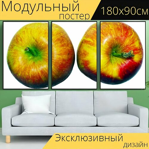 Модульный постер "Яблоко, яблоки, фрукты" 180 x 90 см. для интерьера
