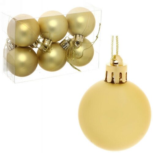 Новогодние шары 4 см (набор 6 шт) "Матовый", золотой