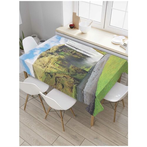 Скатерть прямоугольная JoyArty на кухонный стол "Крутой водопад" из оксфорда, 120x145 см