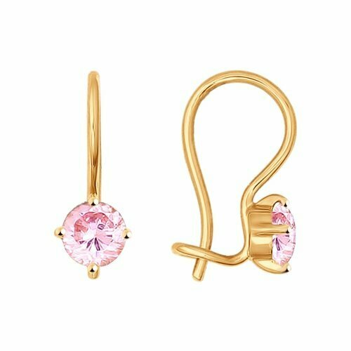 Серьги Thing Jewelry, красное золото, 585 проба, фианит, розовый