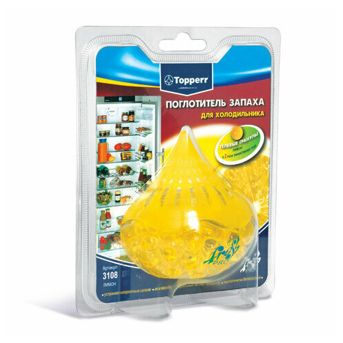 Поглотитель запаха для холодильника TOPPERR "лимон", гелевый, 3108