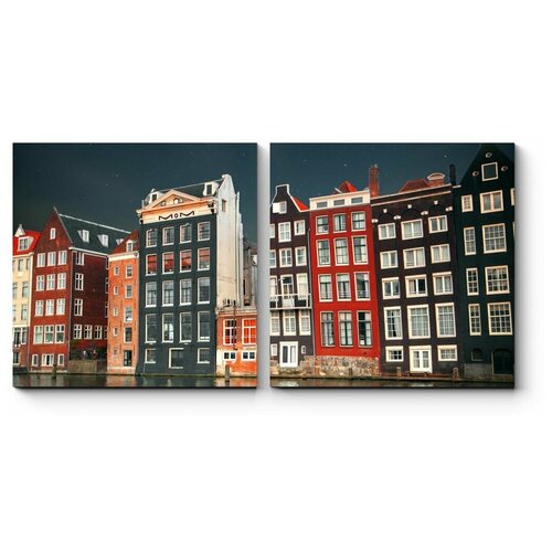 Модульная картина Амстердам в свете звезд 140x70