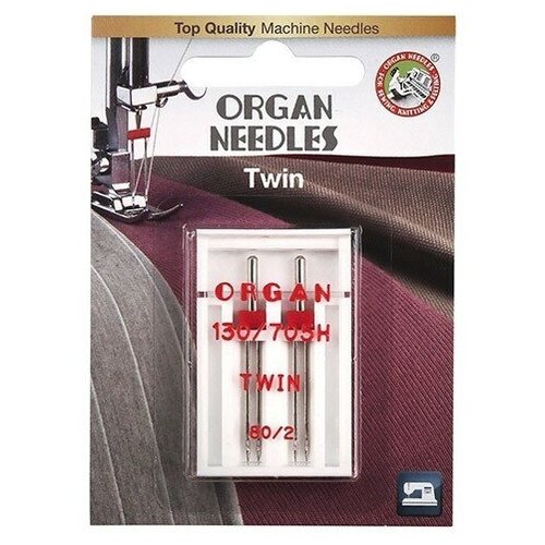 Игла/иглы Organ Twin 80/2, серебристый , 2 шт.