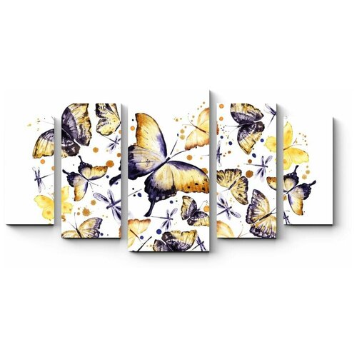 Модульная картина Винтажные бабочки 100x55