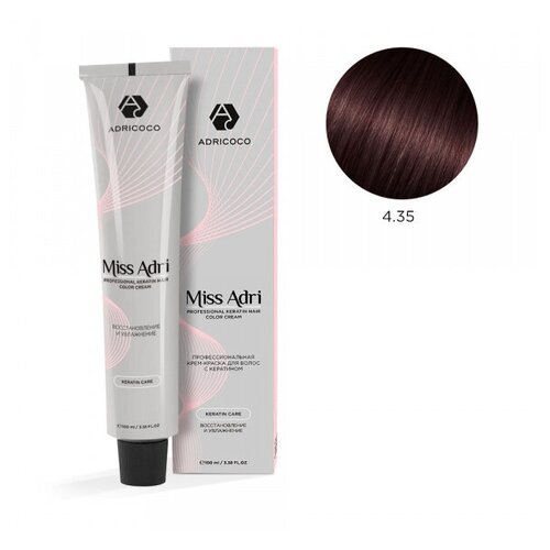 ADRICOCO Miss Adri крем-краска для волос с кератином, 4.35 Коричневый каштановый, 100 мл