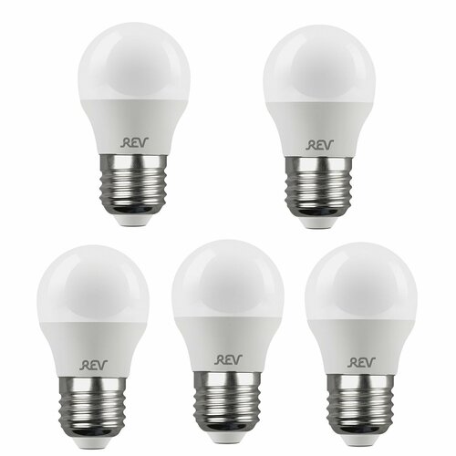 Лампа светодиодная REV 7 Вт E27 шар G45 2700К теплый белый свет 180-240 В матовая (5 шт.)