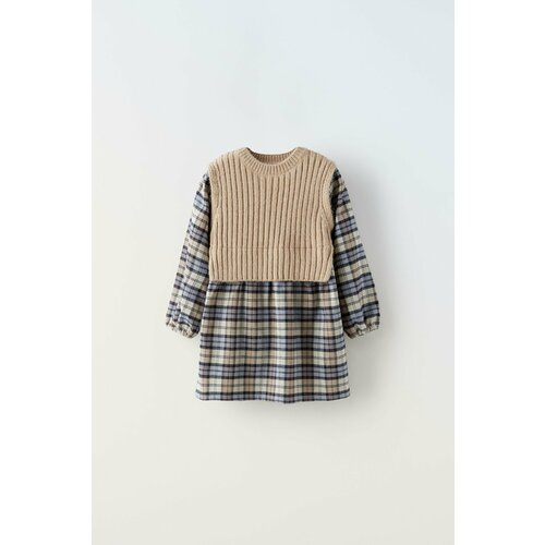 Платье Zara, размер 5/6 years (116 cm), бежевый