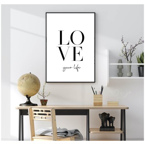 Картина постер на стену "LOVE надпись любовь" декор для интерьера 50х70 см, в подарочном тубусе