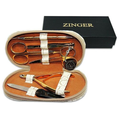 Маникюрный набор Zinger 7104 G, на молнии, 6 предметов