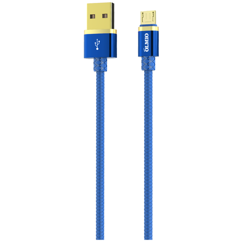 Кабель OLMIO USB 2.0 - microUSB (DELUXE), 1 м, синий