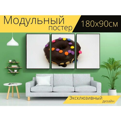 Модульный постер "Пончик, кондитерские изделия, сладости" 180 x 90 см. для интерьера