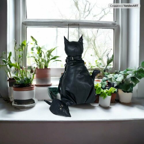 Рюкзак авоська MargoNika Рюкзак кошка 55, фактура гладкая, черный