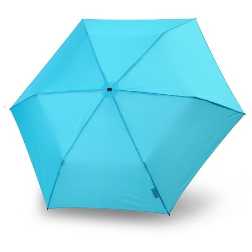 Мини-зонт Knirps, механика, 3 сложения, купол 90 см, 6 спиц, система «антиветер», чехол в комплекте, для женщин, голубой