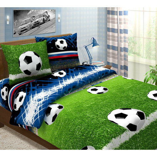 Комплект постельного белья "Футбол", хлопок, евро, Элис-Текстиль