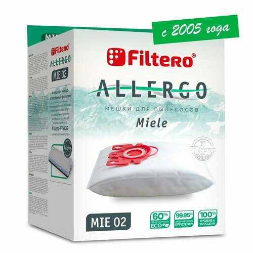 Мешки-пылесборники Filtero MIE 02 Allergo для пылесосов MIELE S/SDA/SDB/SDC/SDM, 4 штуки, моторный и микрофильтр