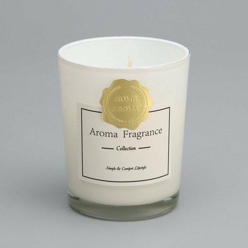 Свеча ароматическая в стакане "Aroma Candle", белый чай, белая, 5,5х6,5 см
