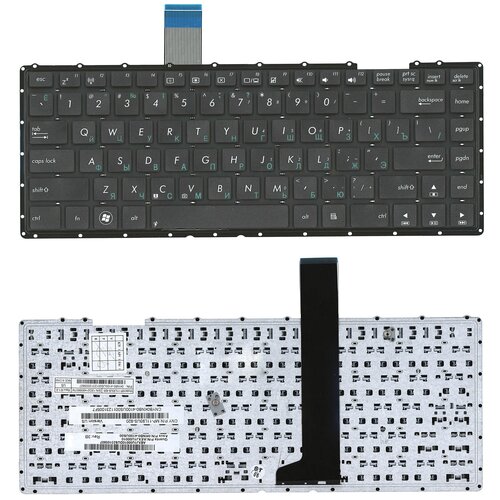 Клавиатура для ноутбука Asus F401A черная без рамки, плоский Enter