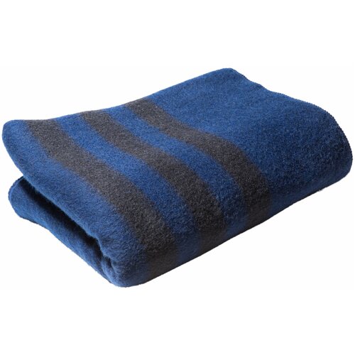 Одеяло шерстяное армейское/ 83% шерсть овечья / солдатское/ синее с черными полосами 130x200/ одеяло полутороспальное / Одеяло 1,5 спальное / Зимнее