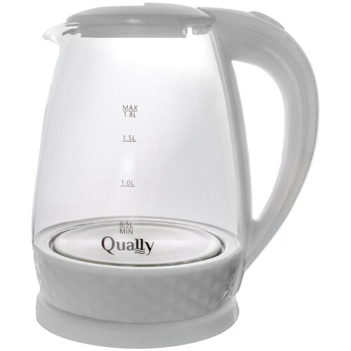 Чайник электрический Qually ZY-303/308 1500Вт 1,8л, стекло, белый