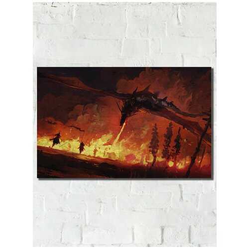 Картина интерьерная на рельефной доске микс драконы фэнтези - 5188