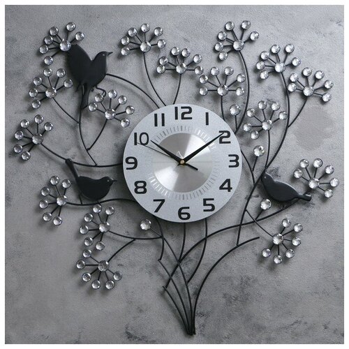 Часы настенные, серия: Ажур, "Весенний букет", плавный ход, d-22 см, 60 x 60 см