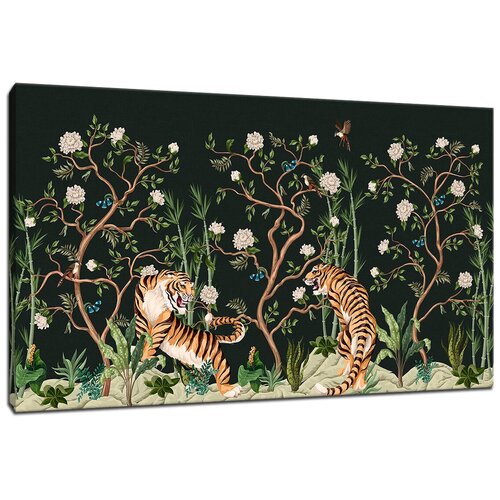 Картина Уютная стена "Тигры в сказочном саду" 110х60 см