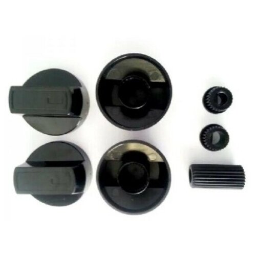 Ручки управления плиты универсальные с переходниками (4шт/комплект), черные, WL1034