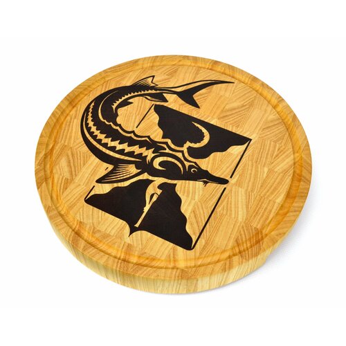 Доска "Осётр" Wooden Plate, кото/красное дерево сапеле, 29 см