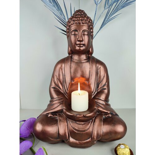 Статуэтка подсвечник Будда в декоре "Старая Медь"