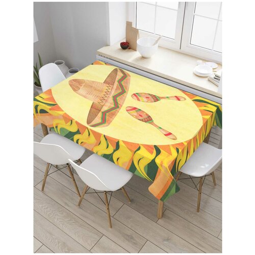 Скатерть прямоугольная JoyArty на кухонный стол "Солнечные маракасы" из оксфорда, 180x145 см