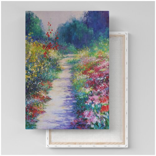 Картина на холсте с подрамником / Monet Claude - Garden at Giverny / Клод Моне