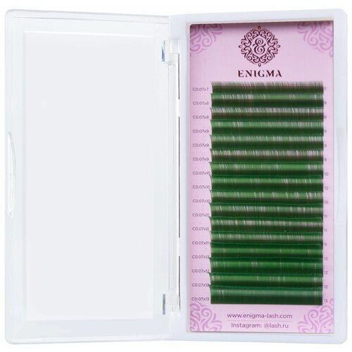 ENIGMA Ресницы для наращивания микс Зеленые M/0,10/6-13 mm (16 линий)/ Ресницы для наращивания Энигма M/0,10/6-13 mm