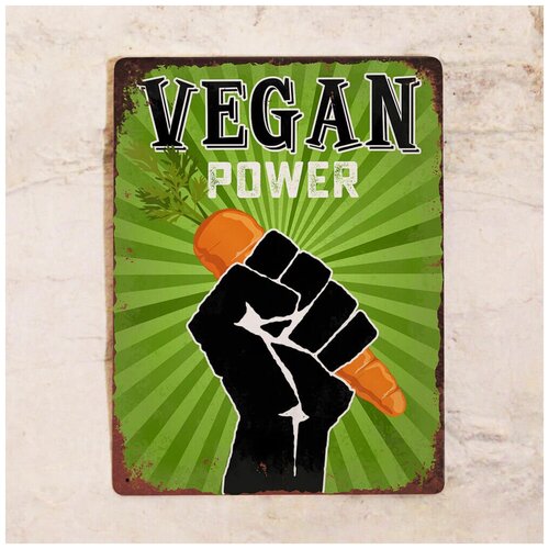 Жестяная табличка Постер VEGAN Power, металл, 30Х40 см