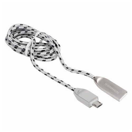 Кабель USB2.0 Sonnen Premium, USB - microUSB, 1м, черный, 2шт. (513125)