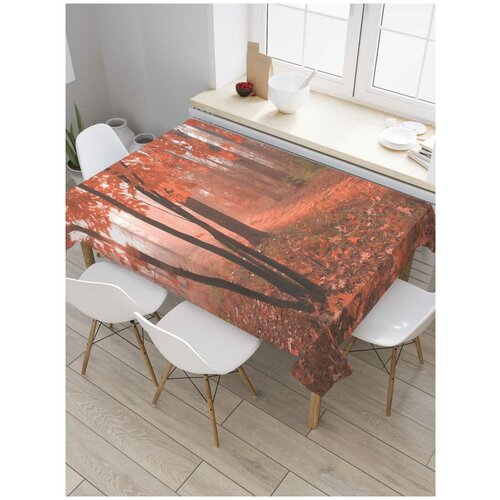 Скатерть прямоугольная JoyArty на кухонный стол "Красный лес" из оксфорда, 180x145 см