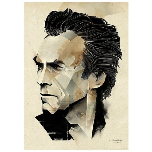 Интерьерный постер на стену картина для интерьера в подарок плакат "Clint Eastwood (Клинт Иствуд)" размера 40х50 см 400*500 мм