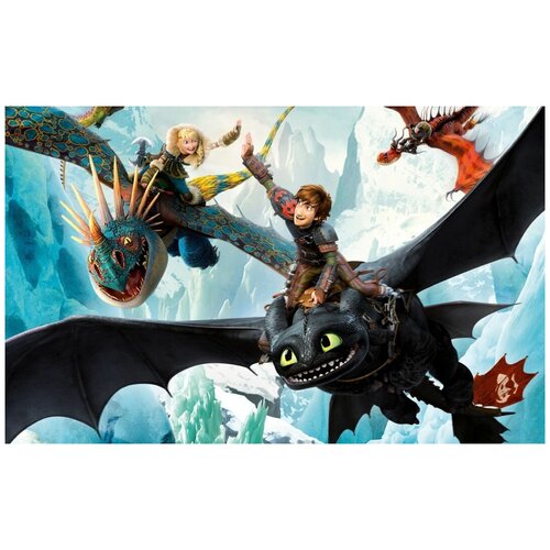 Плакат, постер на бумаге How to Train Your Dragon/Как приручить дракона/. Размер 42 на 60 см