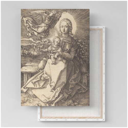 Картина на холсте с подрамником / Albrecht Durer / Альбрехт Дюрер - Ангел коронует деву Марию, 1520