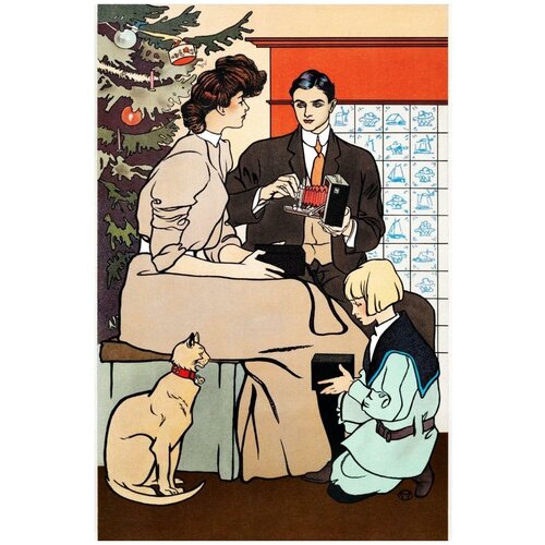 Постер / Плакат / Картина Афиша - Винтажный рождественский плакат 50х70 см в раме