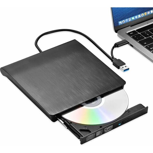 Дисковод внешний привод DR14 для ноутбука и пк CD DVD-RW USB 3.0 + переходник Type C, DVD плеер