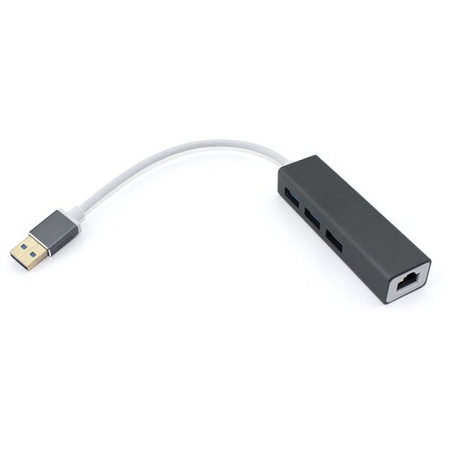 Адаптер USB Type-A на USB 3.0*3 + RJ45 серый
