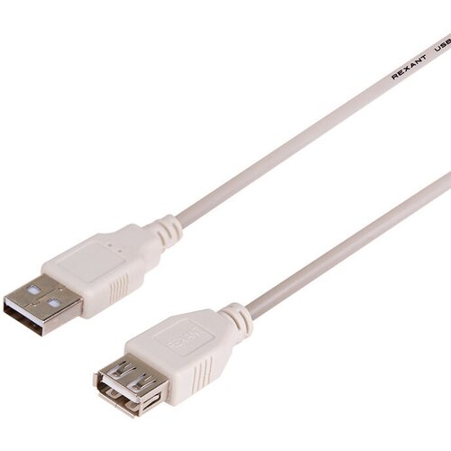 Кабель USB (штекер USB-A - гнездо USB-A) 5 м для подключения устройств, цвет: Серый