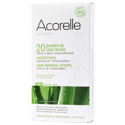 Acorelle Восковые полоски BIO для депиляции тела 20 шт.