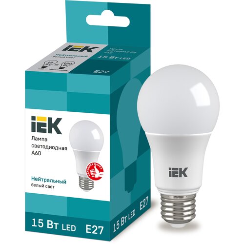 Лампочка светодиодная IEK 15 вт нейтральный белый свет